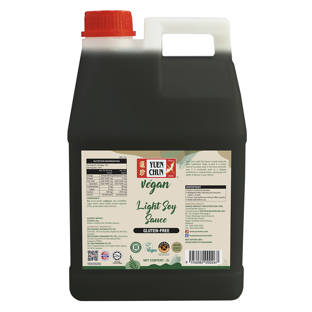YC Vegan Light Soy Sauce 2L - Red Coconut Group